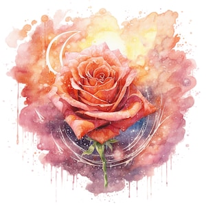 10 Abstract Roses Clipart, Rose Artwork, Rose Heart, Printable ...