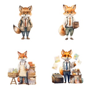 28 Fox Occupation Clipart, Fox Professions, Fox Cartoon Print ...
