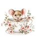 8 Mouse and Teacup Clipart, Tea Cup Clipart, Printable Watercolor ...