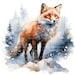 12 Fox in Winter Clipart, Printable Watercolor Clipart, High Quality ...