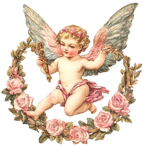 8 Printable Cupid With Roses, Ephemera, Decoupage, Scrapbooking, Paper ...