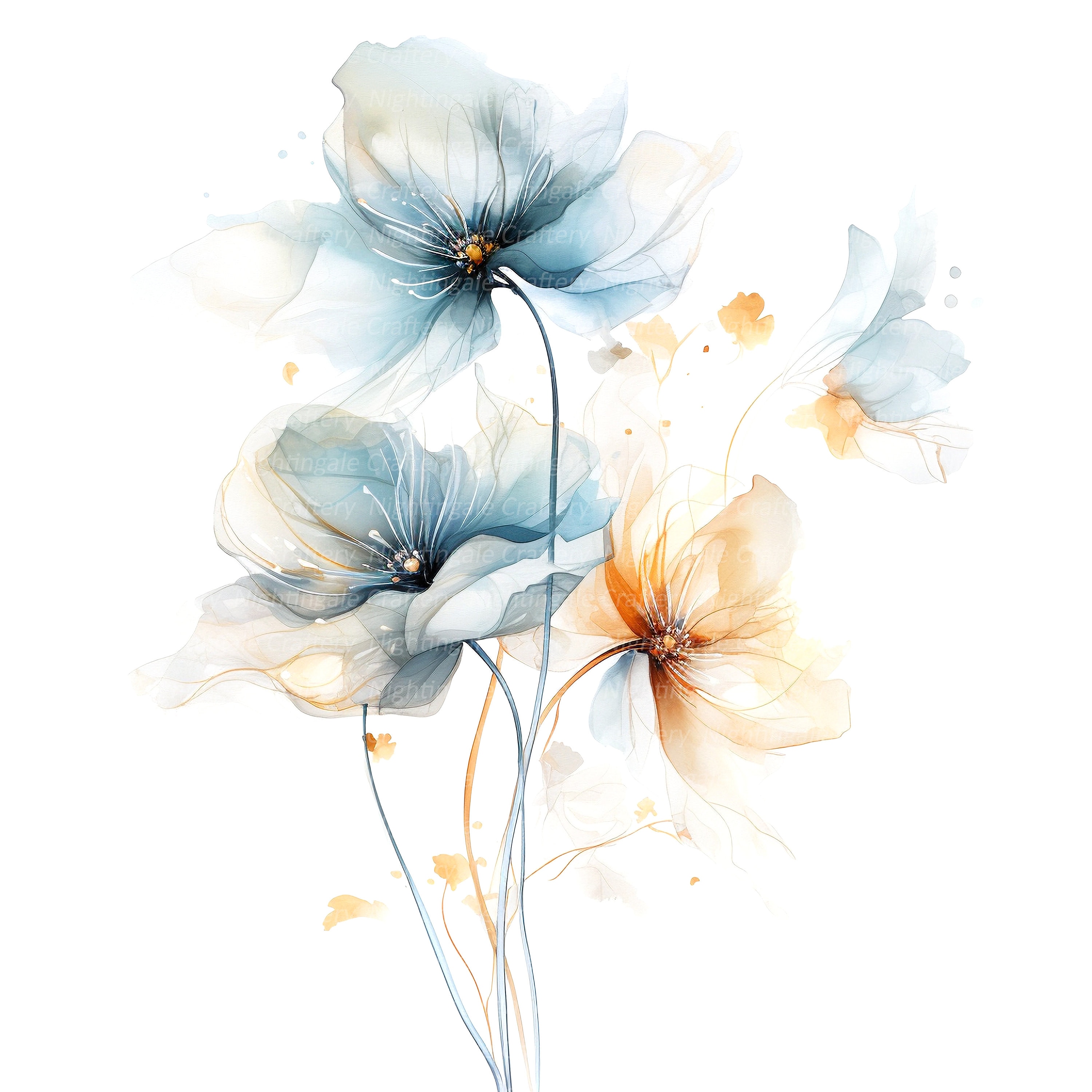 10 Abstract Flowers Clipart Flowers Print Printable - Etsy