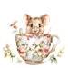 8 Mouse and Teacup Clipart, Tea Cup Clipart, Printable Watercolor ...