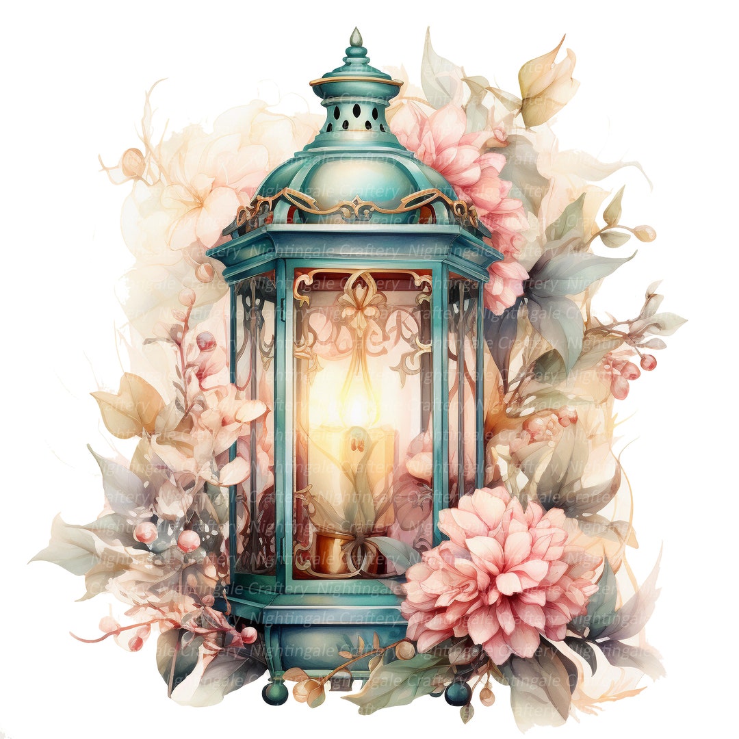 10 Cottagecore Lantern Clipart, Printable Watercolor Clipart, High ...