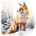 12 Fox in Winter Clipart, Printable Watercolor Clipart, High Quality ...