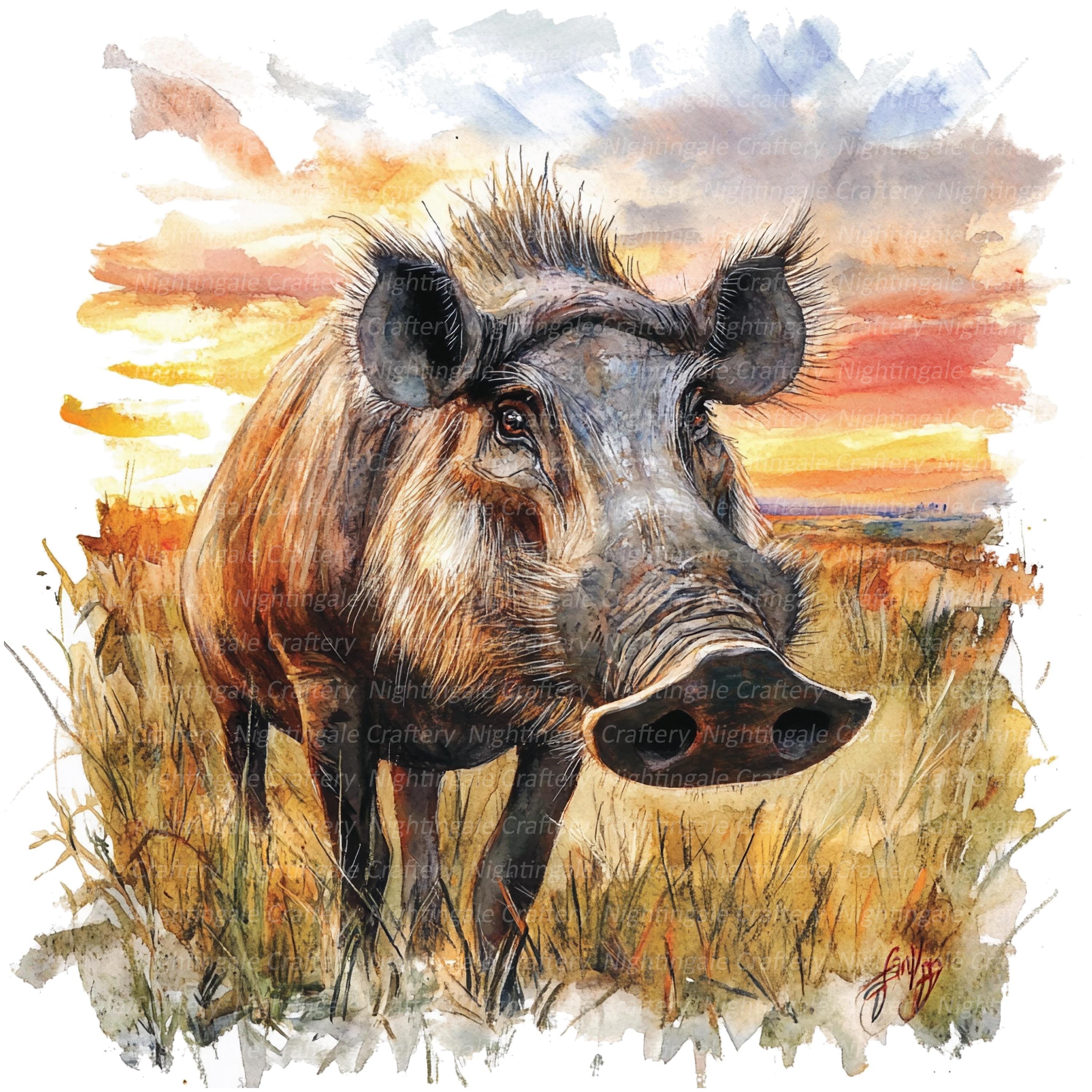 10 Warthog Clipart, Watercolor Warthog, Printable Watercolor Clipart ...