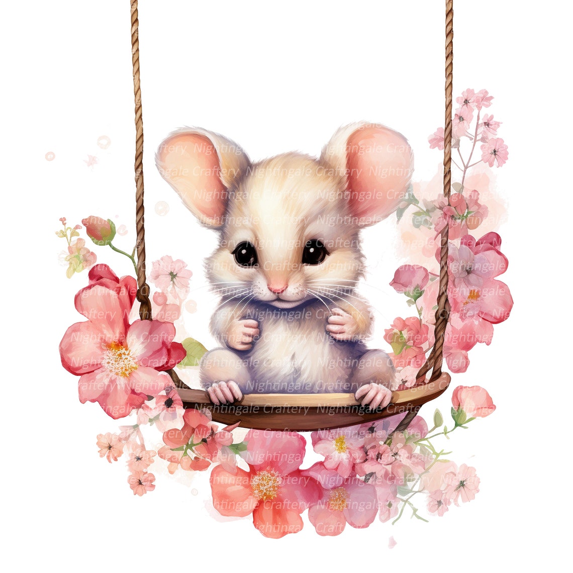 Baby Mouse Swing Clipart Printable Watercolor Clipart 10 - Etsy