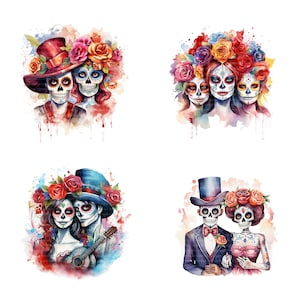 20 Dia De Muertos Clipart, Day of the Dead, Printable Watercolor ...