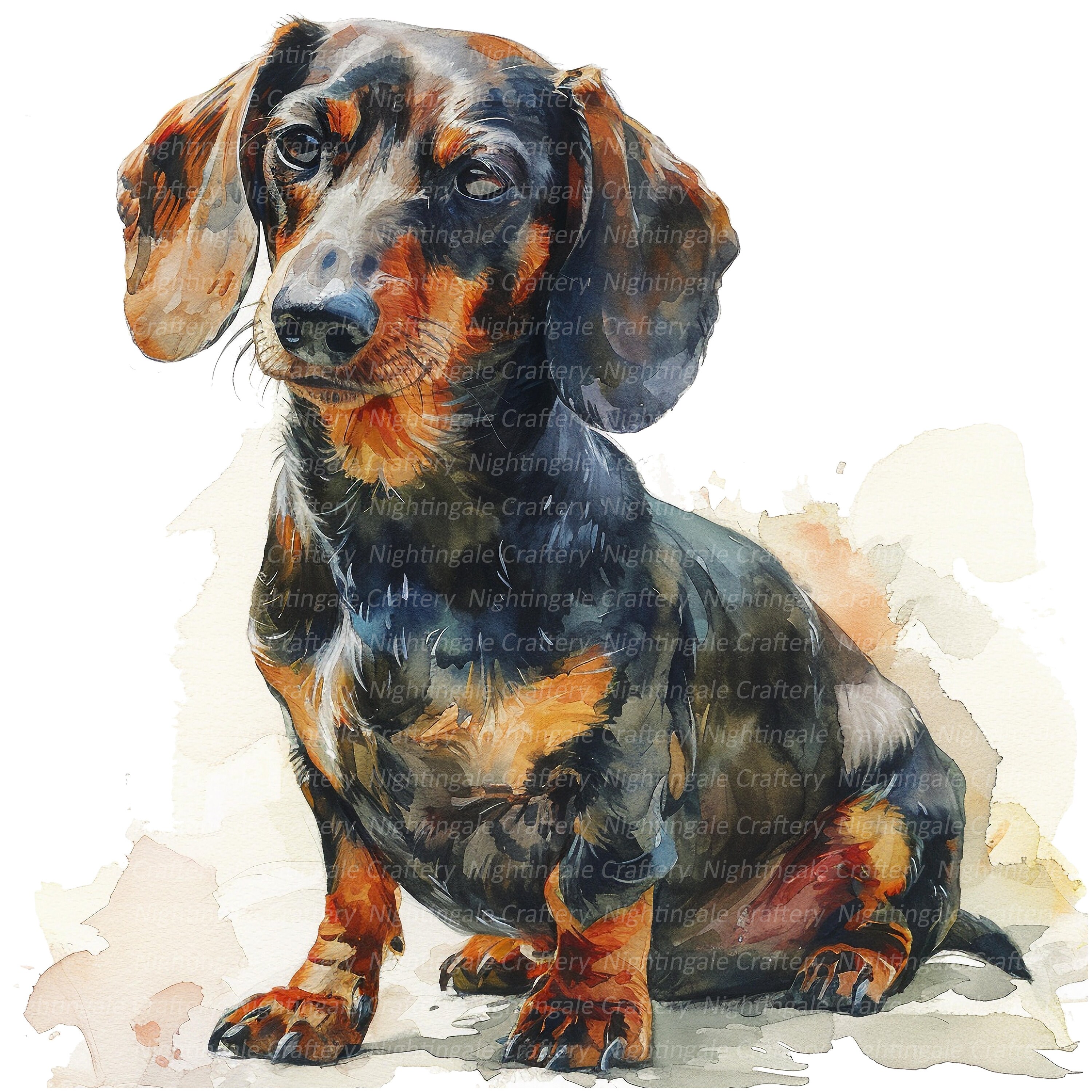 10 Dachshund Dog Clipart, Watercolor Dachshund, Printable Watercolor ...