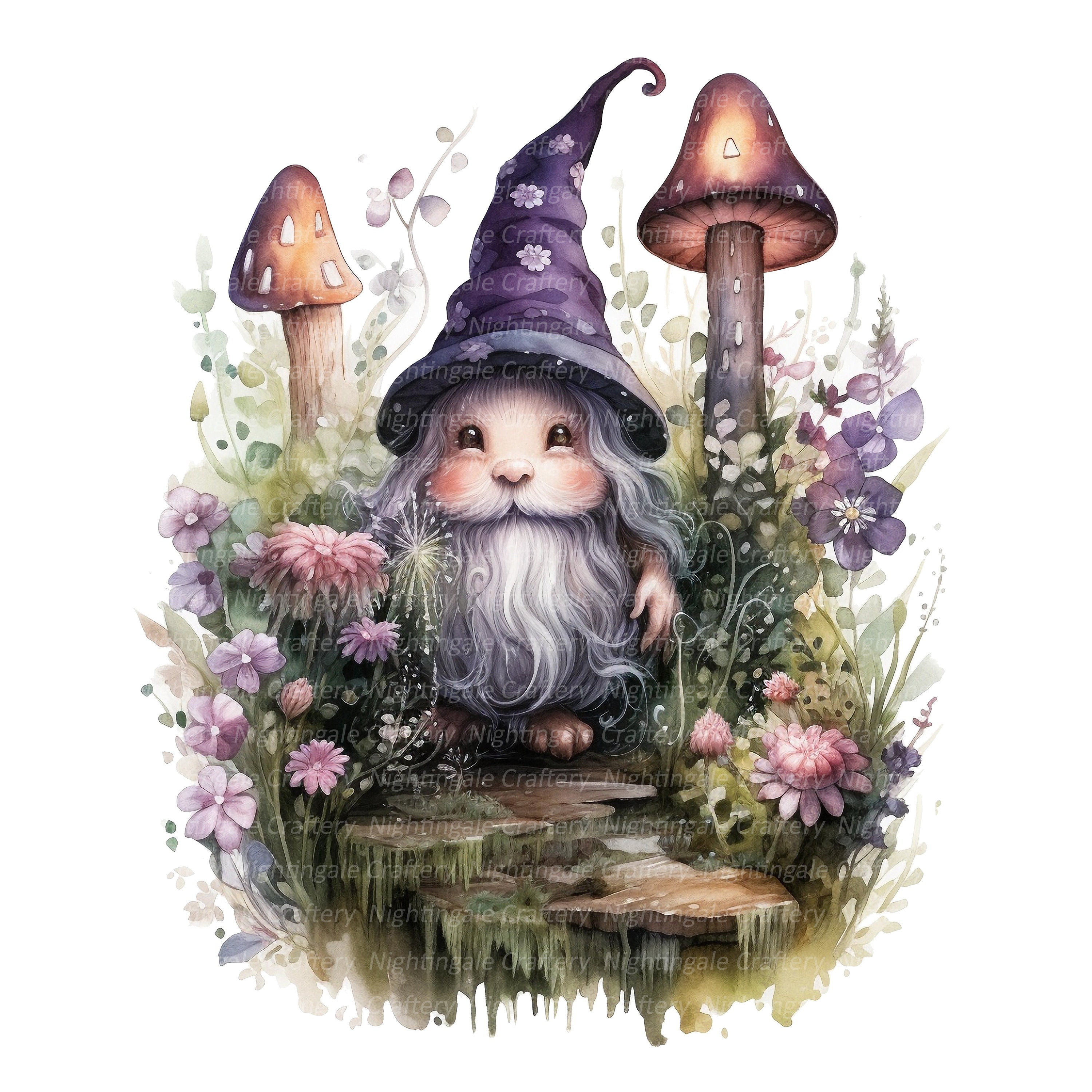 10 Magic Gnome Clipart, Forest Gnome Clipart, Printable Watercolor ...