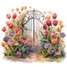 15 Floral Garden Gates Clipart, Flower Gates, Printable Watercolor ...