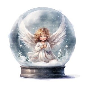 10 Angel Christmas Snow Globe Clipart, Christmas Snowglobe, Christmas ...