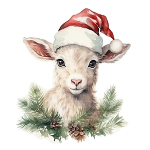 11 Christmas Goat Clipart, Goat Kid, Printable Watercolor Clipart, High ...