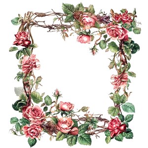 15 Roses Frames Clipart, Floral Frame Clipart, Pink Roses Frame ...