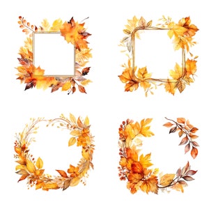20 Autumn Leaves Frames Clipart, Frame Borders Clipart, Printable ...