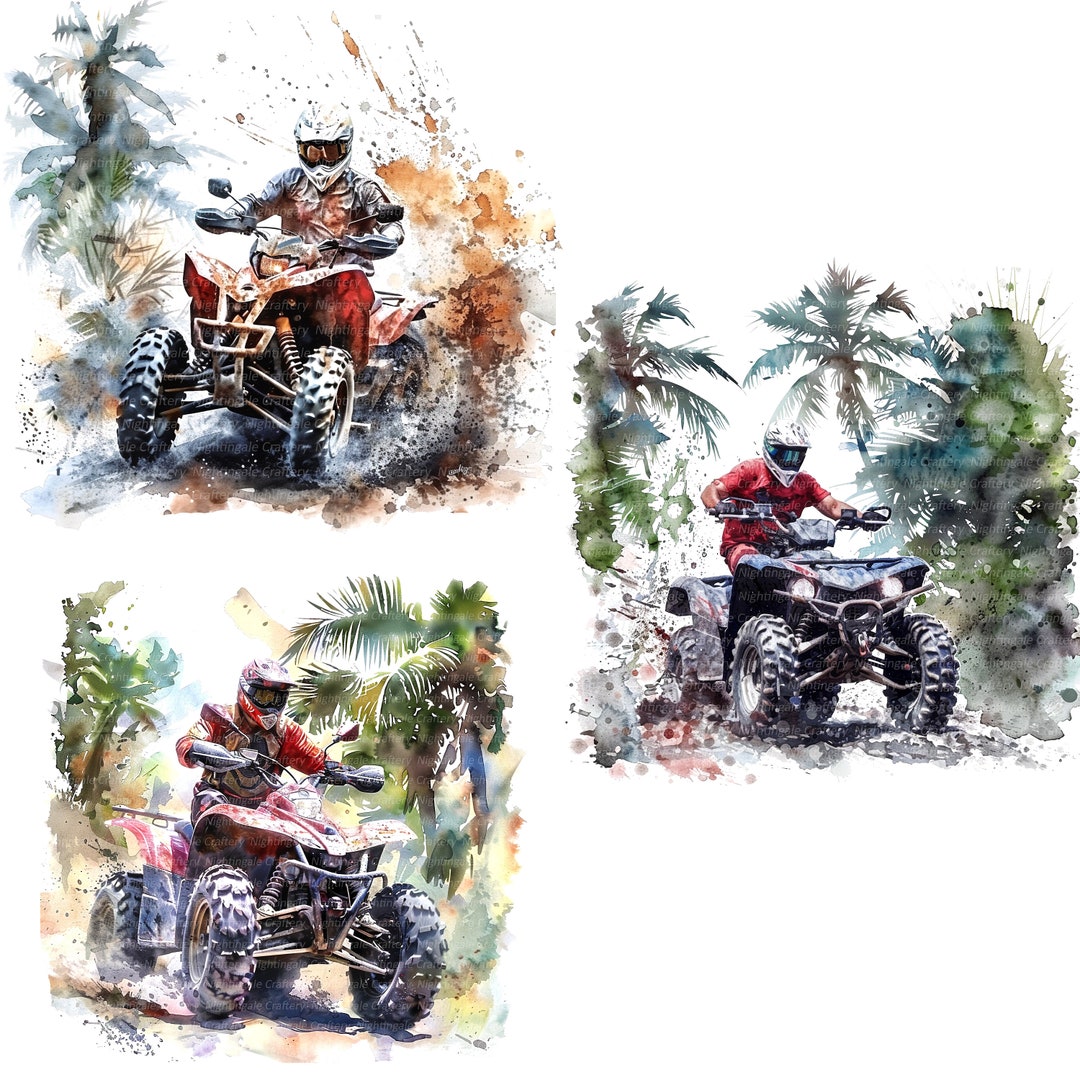 14 Quad Bike Cross Clipart, Quadbike Clipart, Printable Watercolor ...