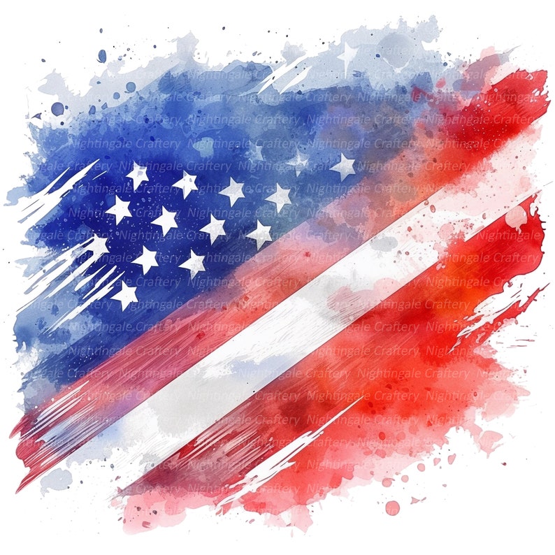 12 PNG USA Flag Clipart, Watercolor USA Flag, Printable Watercolor ...