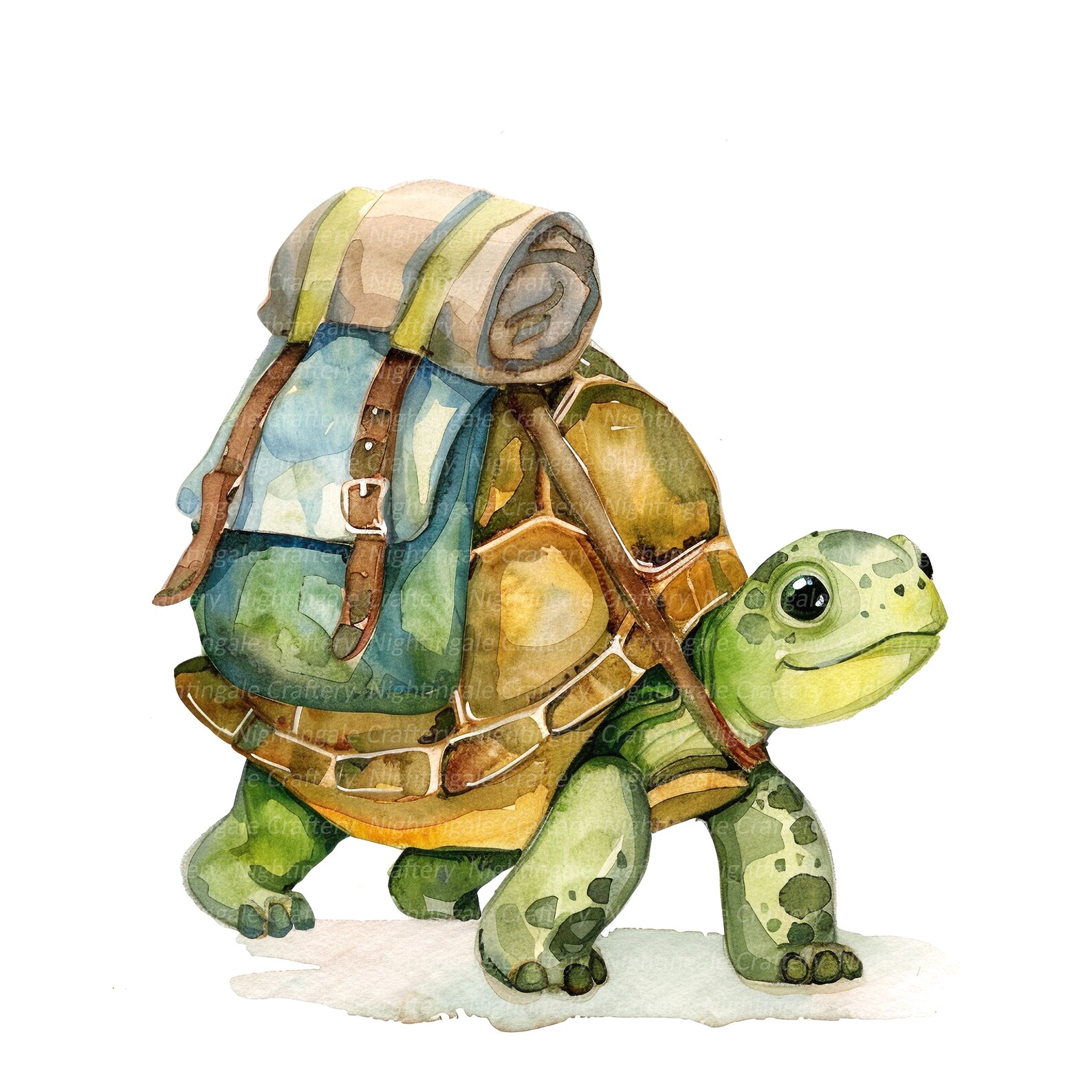 8 Cartoon Turtle Clipart, Turtle Traveller, Backpack, Printable ...