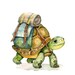 8 Cartoon Turtle Clipart, Turtle Traveller, Backpack, Printable ...