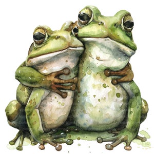 8 Frogs Friends Clipart, Frogs Hugging Clipart, Printable Watercolor ...