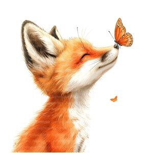 7 Fox and Butterfly Clipart, Cute Fox Baby, Printable Watercolor ...