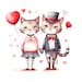 8 Cat Couple Clipart, Romantic Cats Clipart, Printable Watercolor ...