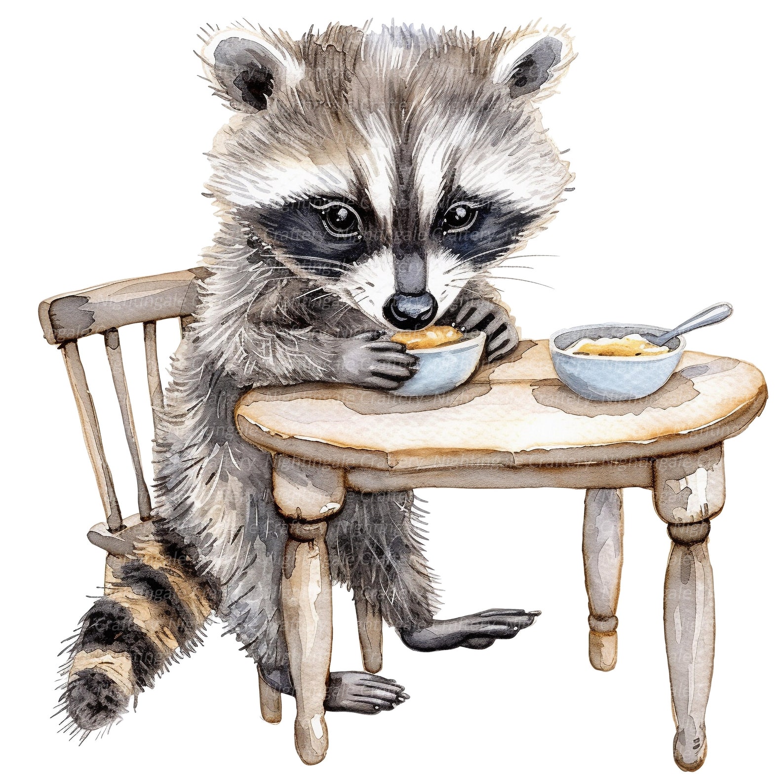 10 Nursery Animals at Table Clipart, Animals Eating, Printable ...