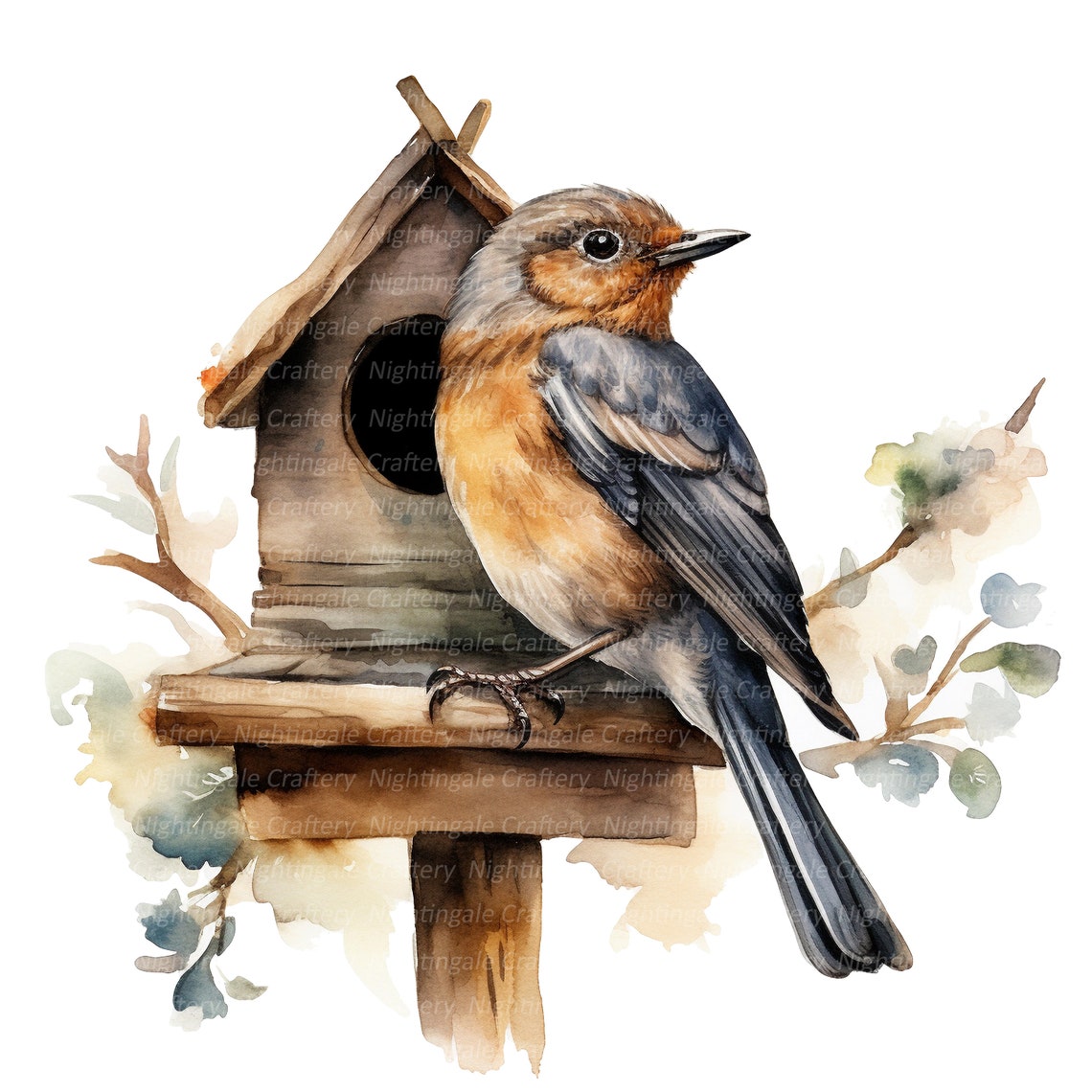 10 Birdhouse Clipart, Bird House Clipart, Printable Watercolor Clipart ...