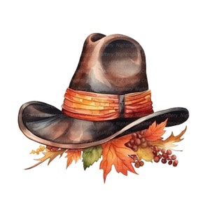 14 Pilgrim Hat Clipart, Thanksgiving Clipart, Printable Watercolor ...