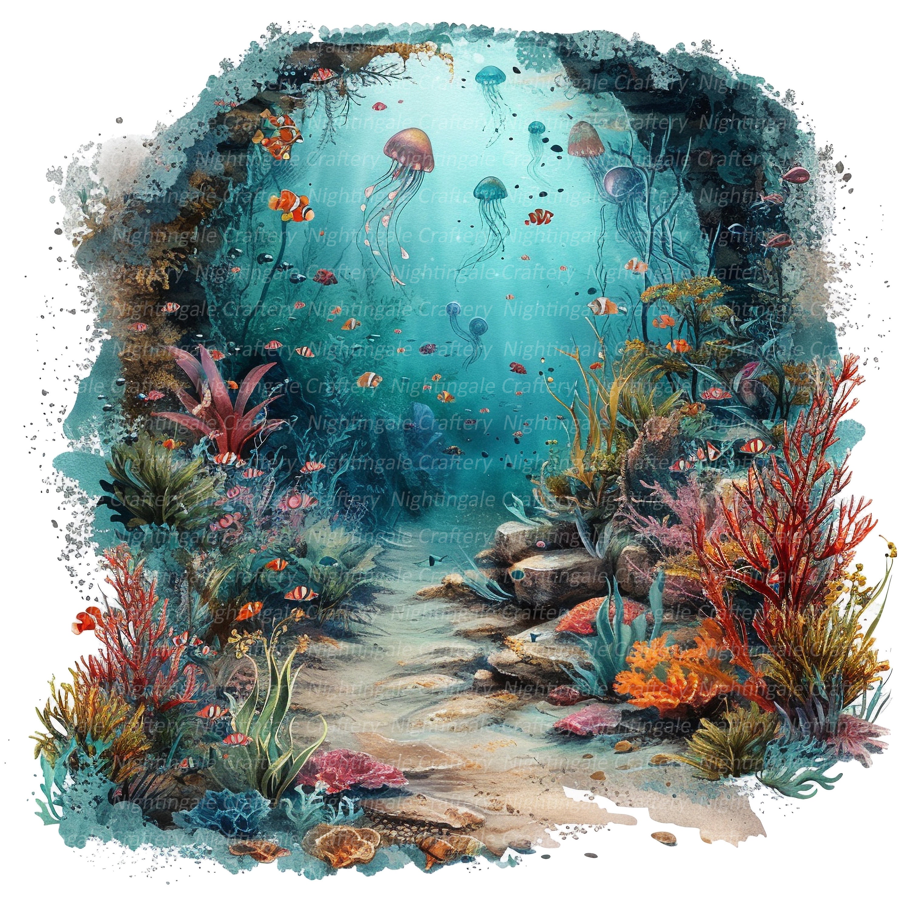 12 Underwater Life Clipart, Underwater Plants, Printable Watercolor ...