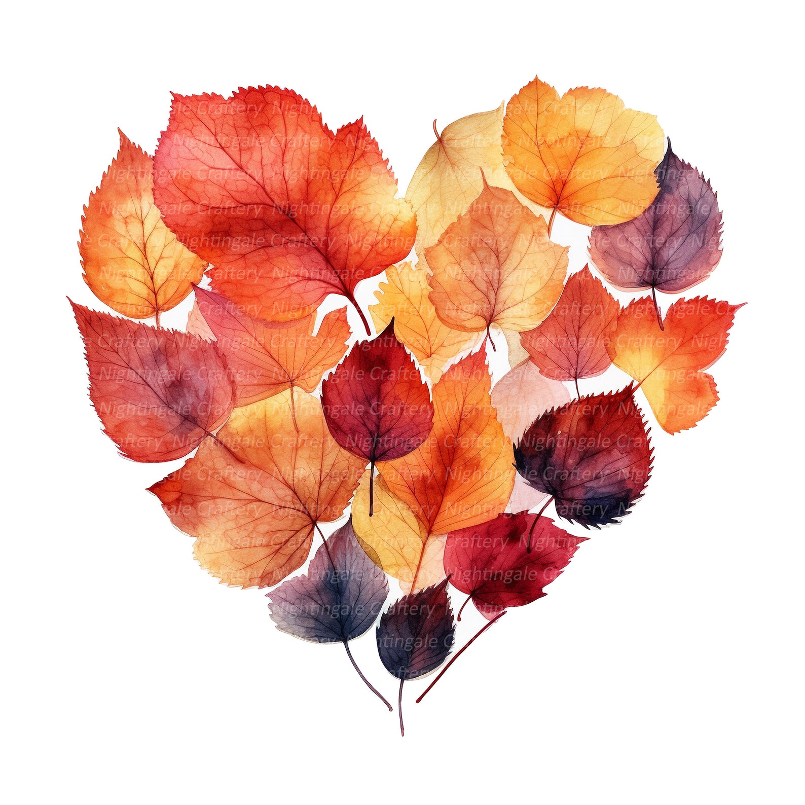 12 Autumn Leaves Heart Clipart, Fall Leaves Heart, Digital Clipart ...