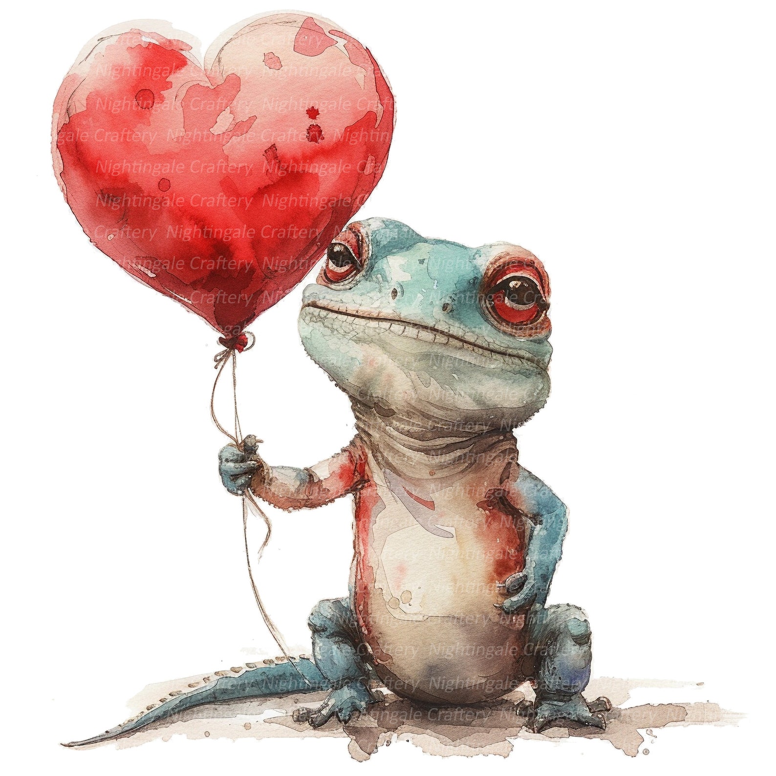 11 Lizard Balloon Clipart, Valentine Card, Printable Watercolor Clipart ...