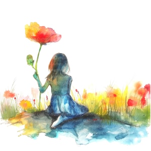 10 Girl and Flower Clipart, Floral Girl Print, Printable Watercolor ...