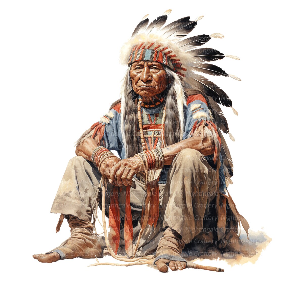 12 Native American Indian Shaman Clipart, Printable Watercolor Clipart ...