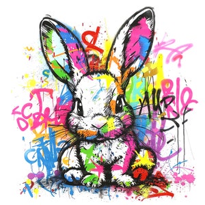 11 Bunny Graffiti Clipart, Punk Bunny Clipart, Printable Watercolor ...
