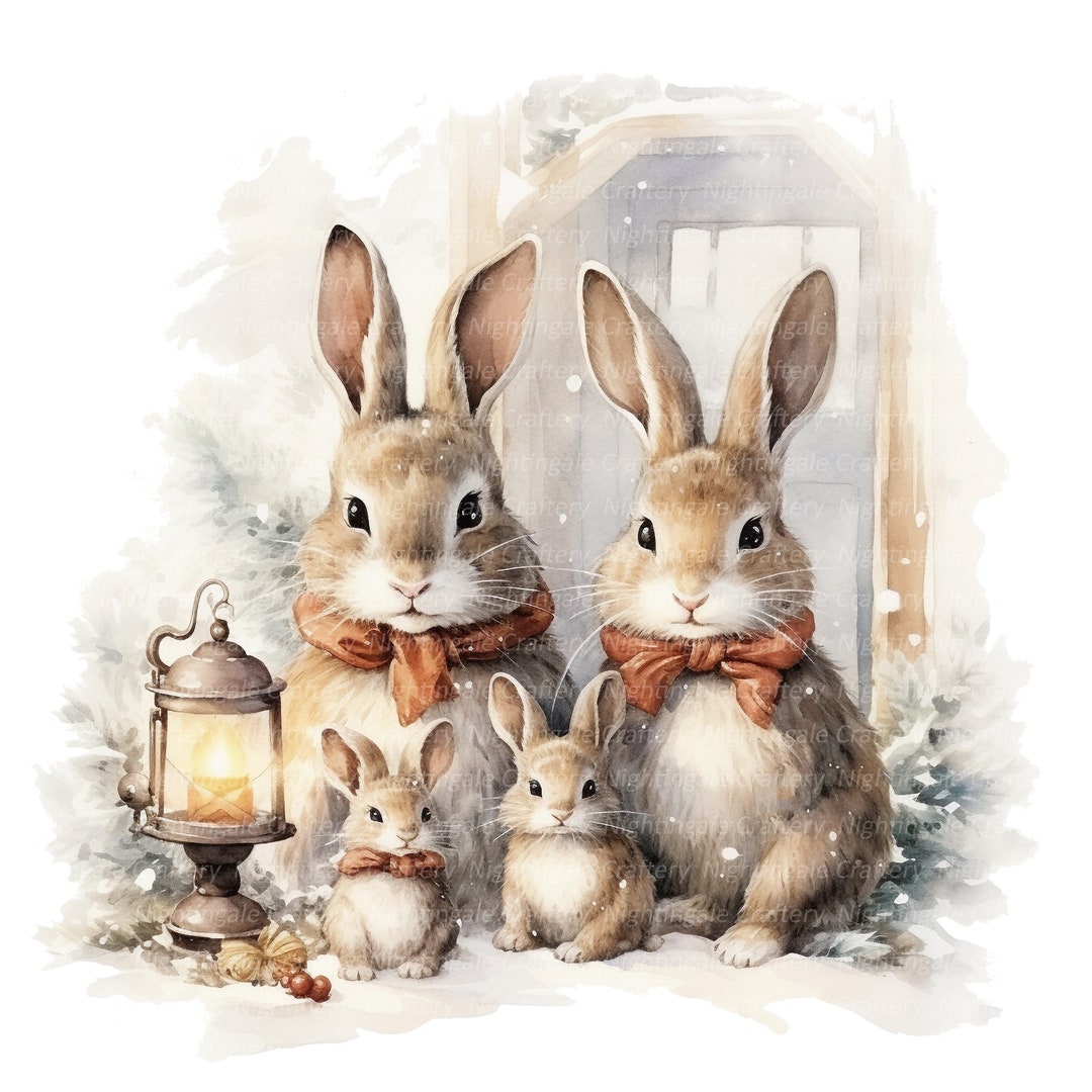 16 Bunny Family Christmas Clipart, Christmas Bunny, Printable ...