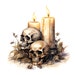 12 Halloween Skull Clipart, Candles Clipart, Printable Watercolor ...