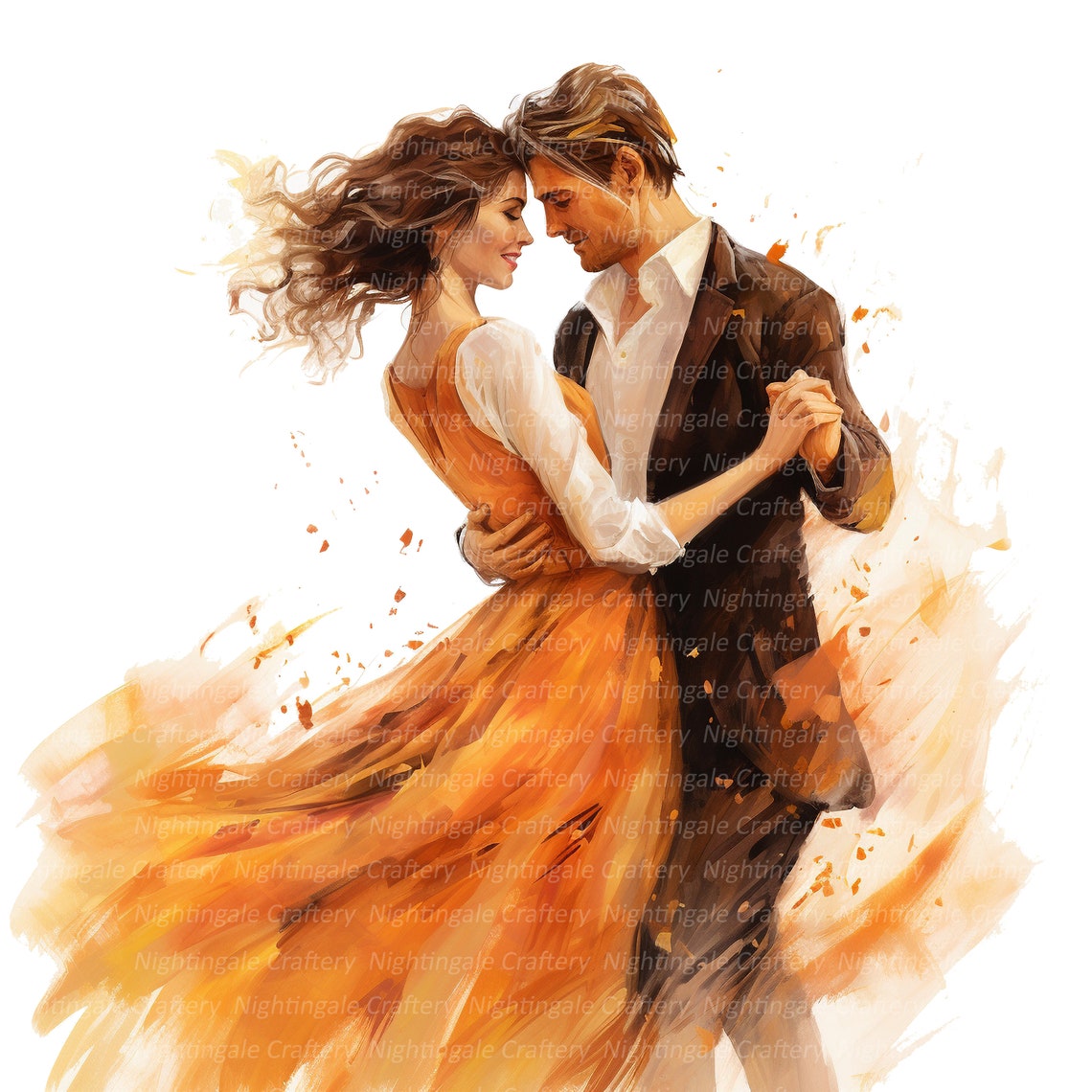 14 Couple Dancing in Autumn Clipart, Printable Watercolor Clipart, High ...