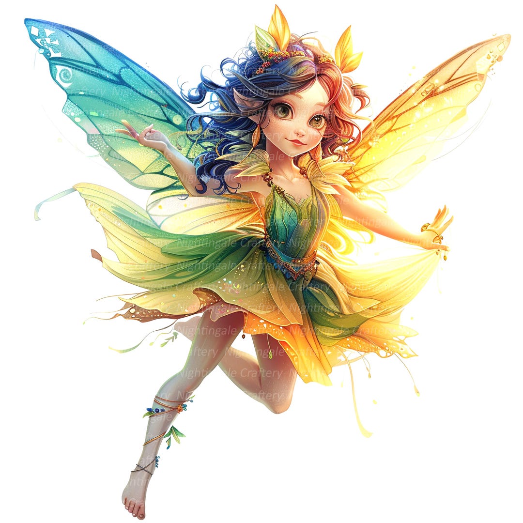 12 Flying Fairy Clipart, Fantasy Fairy Clipart, Printable Watercolor ...