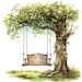8 Swing in Tree Clipart, Floral Swing, Printable Watercolor Clipart ...