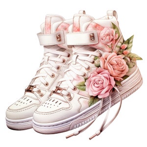 14 Vintage Floral Sneakers Clipart, Shabby Chic, Printable Watercolor ...