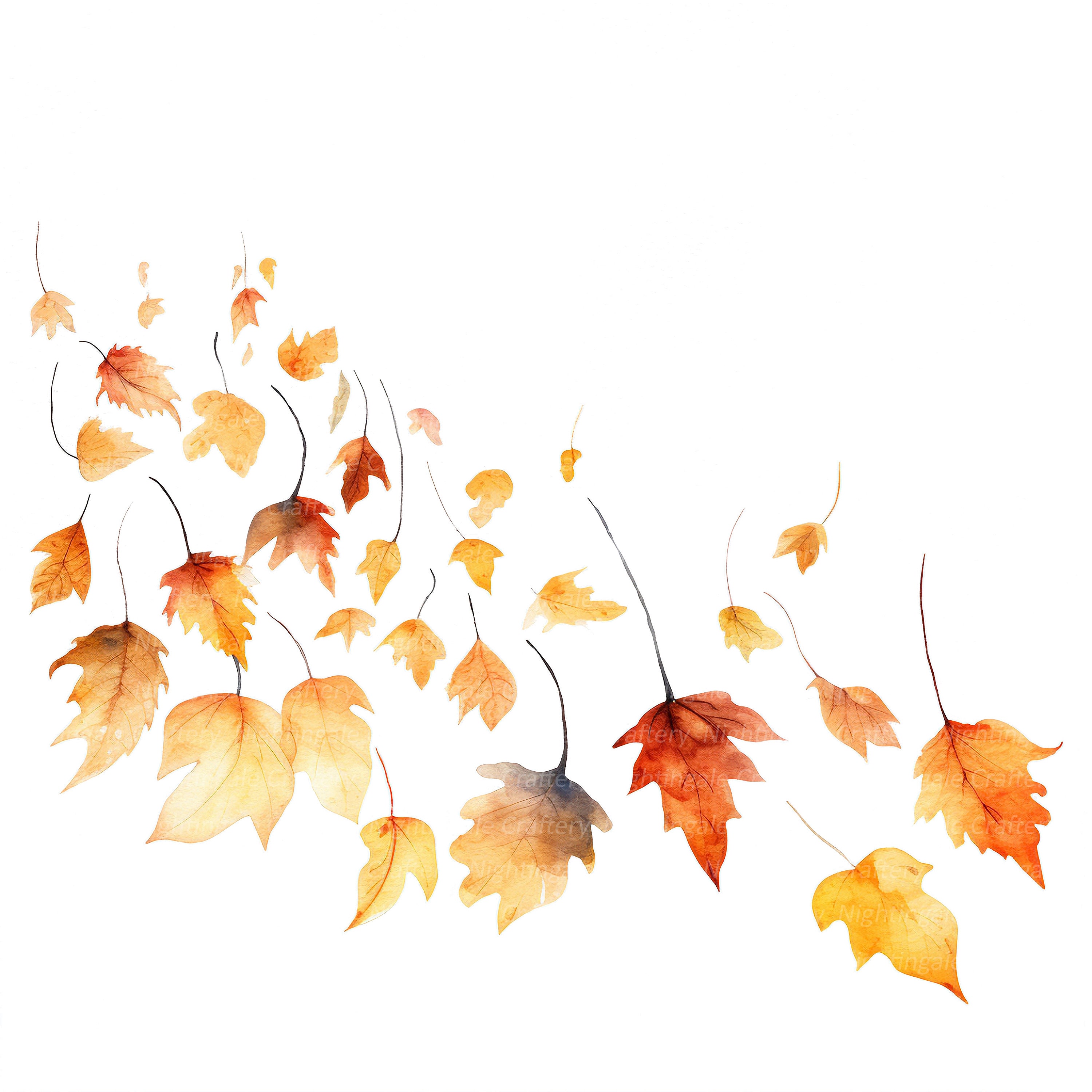 12 Falling Autumn Leaves Clipart, Fall Leaves, Printable Watercolor ...