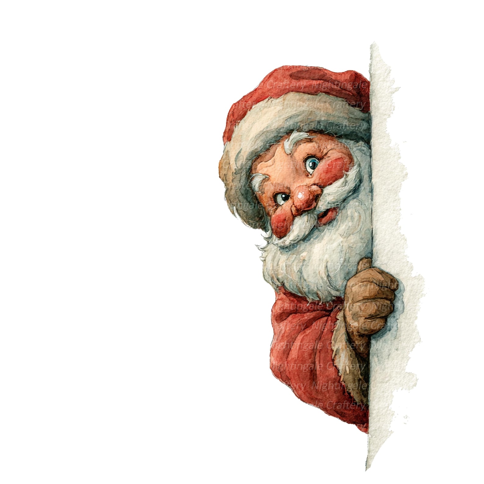 10 Peeking Santa Clipart, Christmas Clipart, Printable Watercolor ...