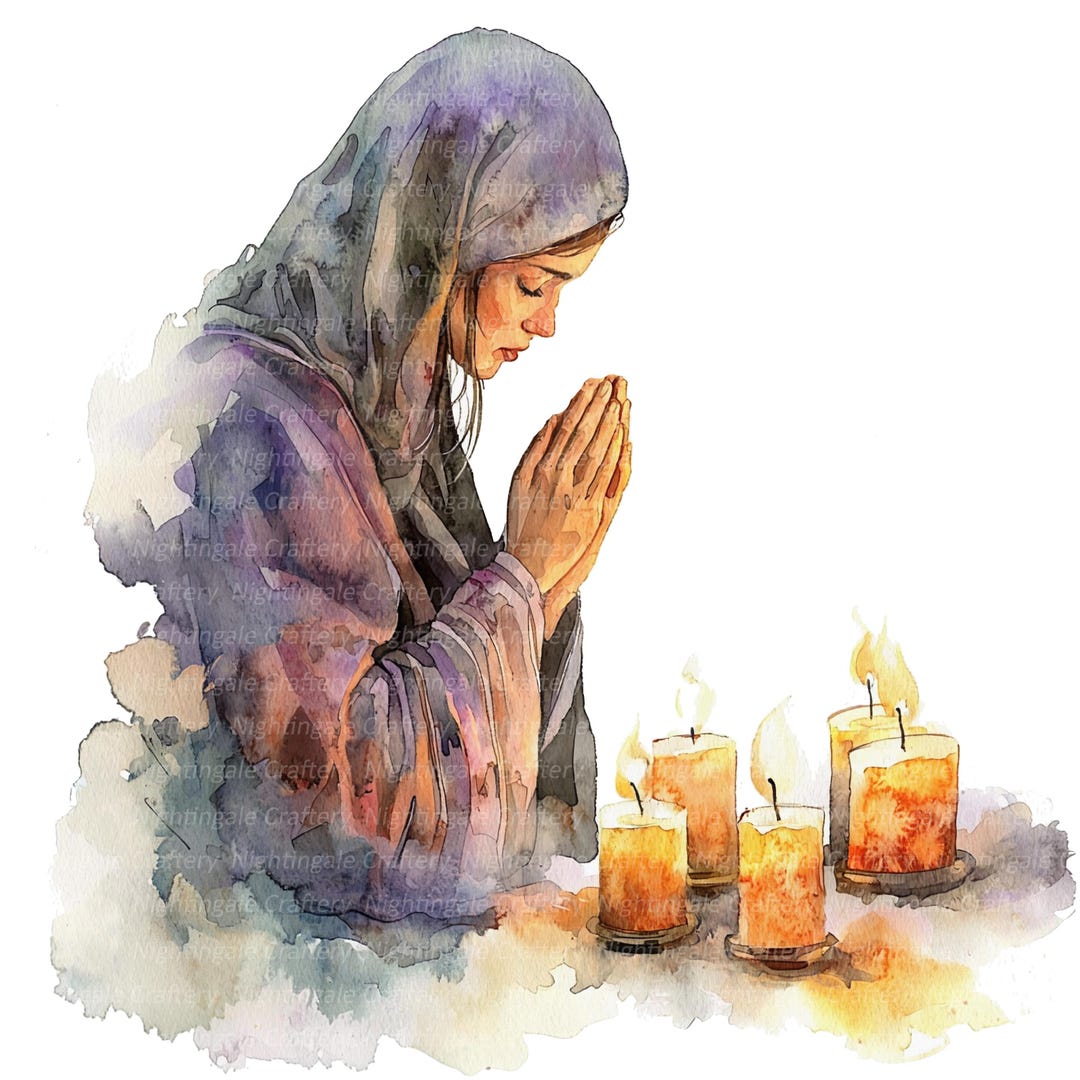 10 Woman Praying Clipart Set 3, Prayers, Printable Watercolor Clipart ...