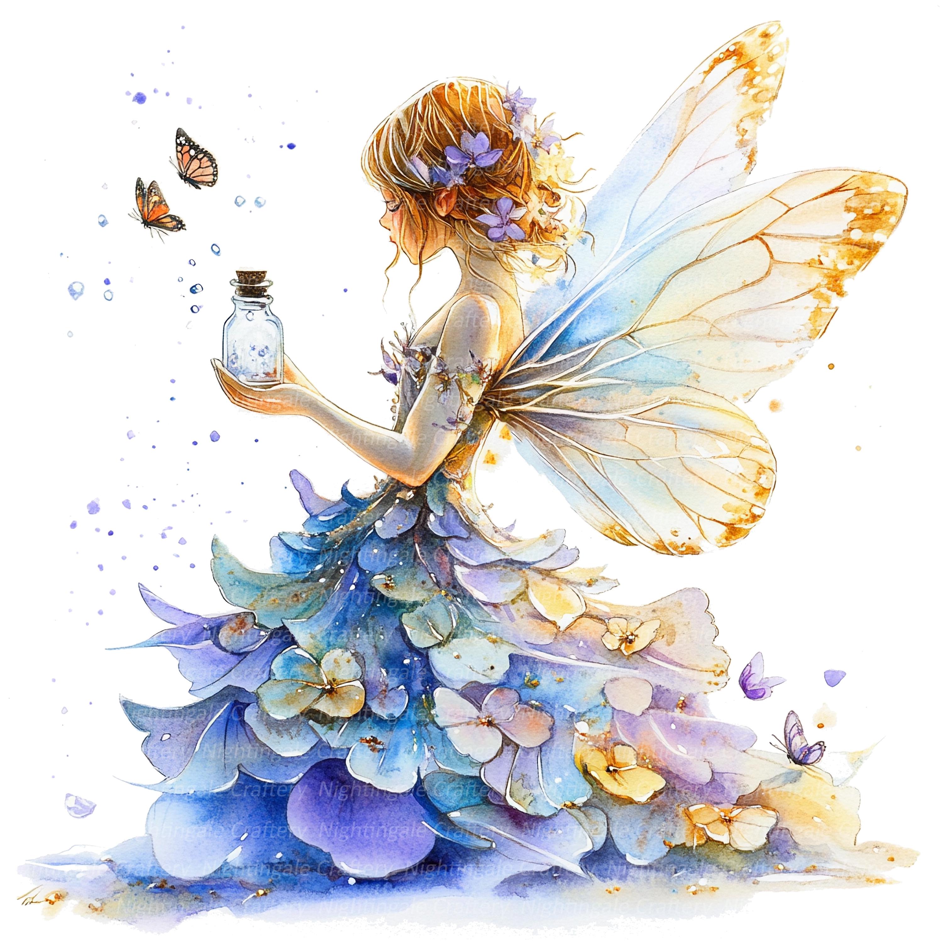 12 Blumen Fee Clipart, Festliche Fee Clipart, druckbare Aquarell ...