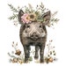8 Wild Boar Floral Crown Clipart, Floral Boar, Printable Watercolor ...