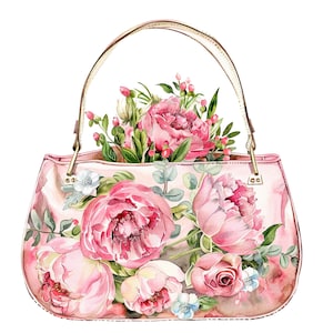 12 Floral Handbag Clipart Set 2, Floral Purse, Floral Clutch, Digital ...