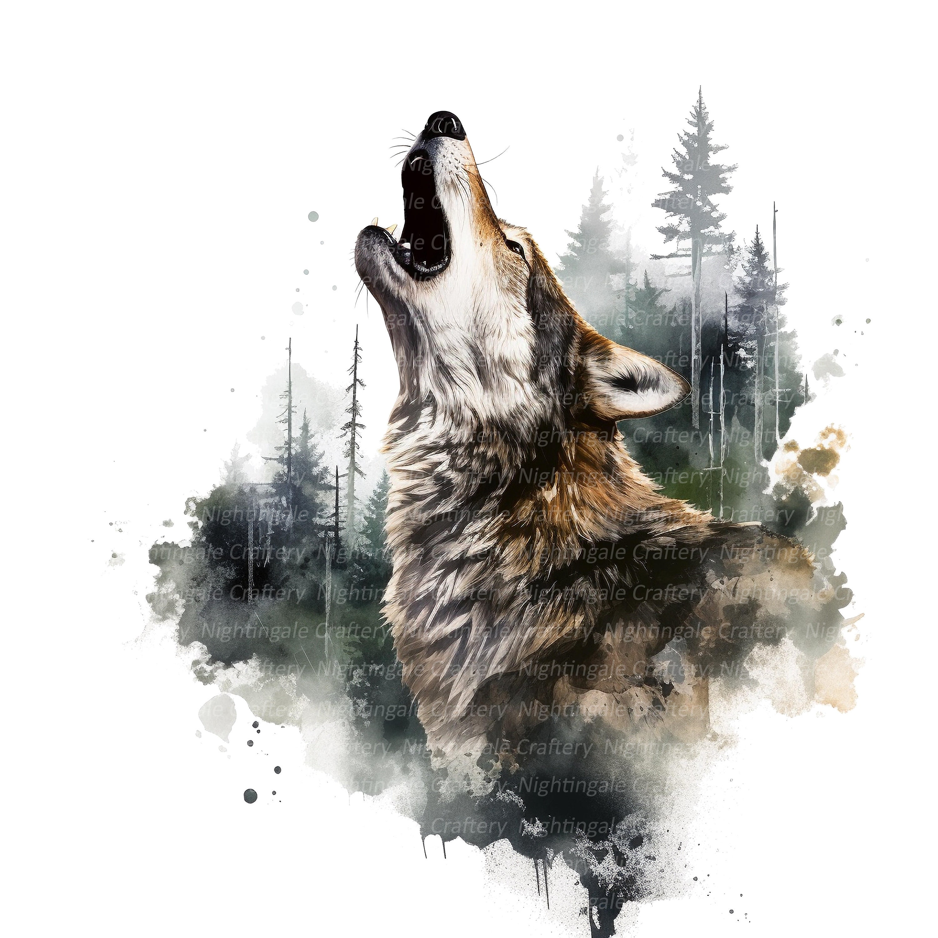 Wolf Clipart Set 2 Printable Watercolor Clipart 10 High - Etsy