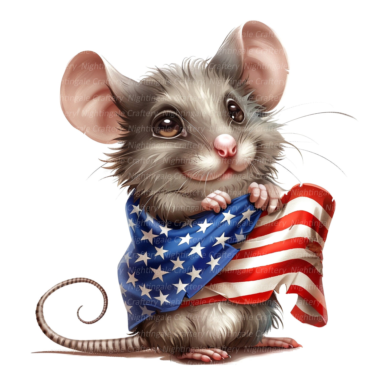 10 Mouse With USA Flag, USA Flag Clipart, Printable Watercolor Clipart ...