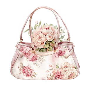 12 Floral Handbag Clipart Set 2, Floral Purse, Floral Clutch, Digital ...